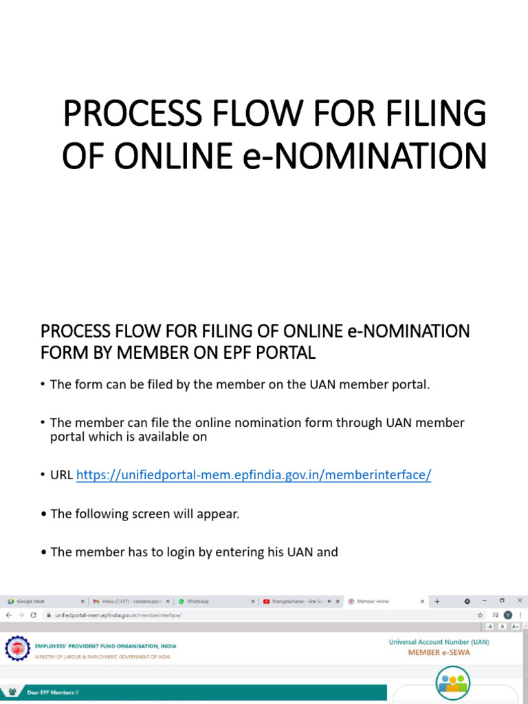 EPFO E-Nomination Process | PDF