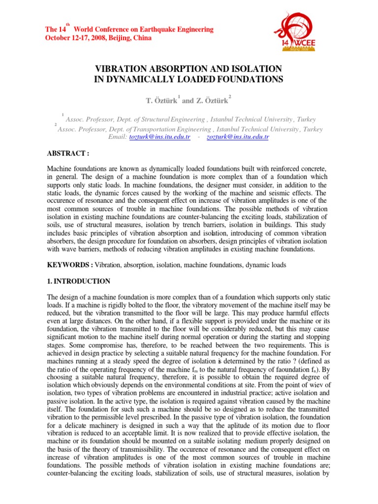 Vibration Isolation in Machine Foundations | PDF