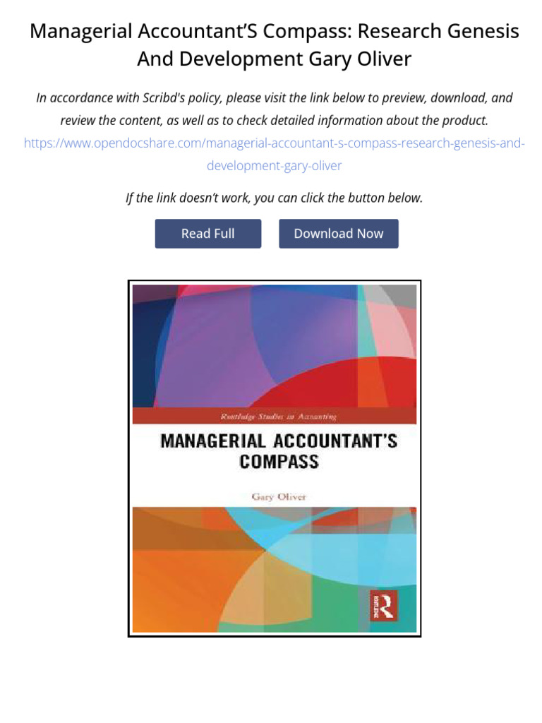 Managerial Accountant’s Compass: Research Genesis and Development Gary ...