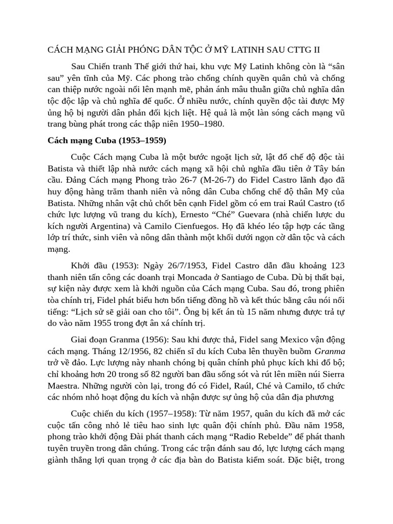 Cách Mạng Giải Phóng Dân Tộc ở Mỹ Latinh Sau Cttg II | PDF