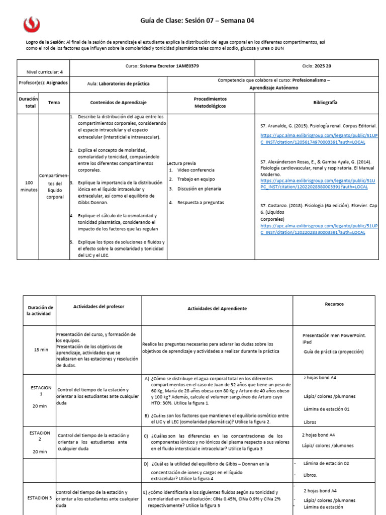 2025 20 Sesión 07 Guía de Clase | PDF | Fisiología