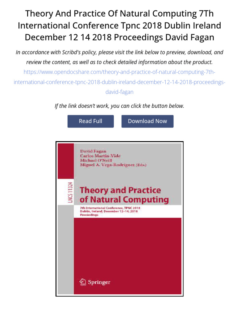 Theory and Practice of Natural Computing 7th International Conference ...