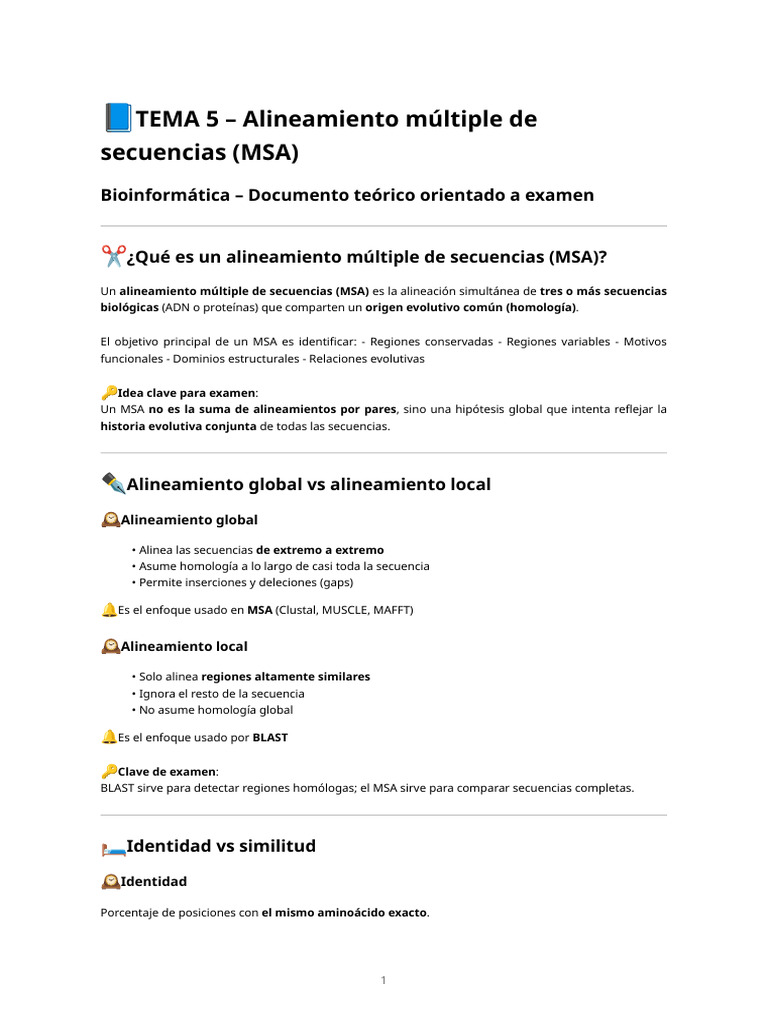 Tema 5 – Alineamiento Múltiple De Secuencias (msa)_251217_132340 | PDF ...
