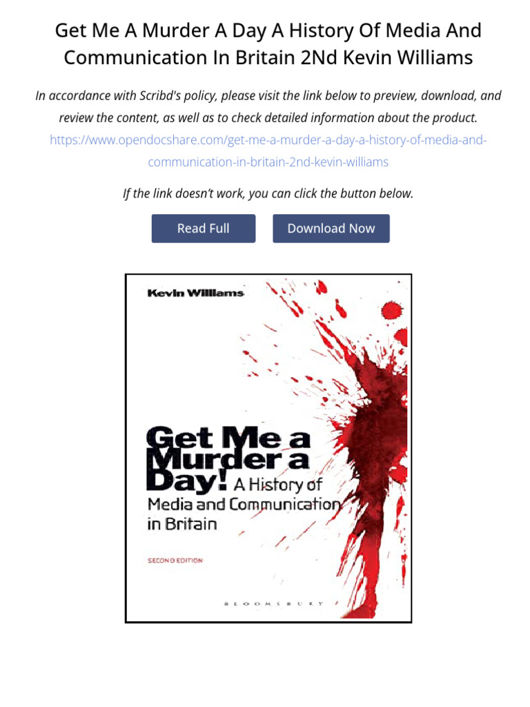 Get Me A Murder A Day A History Of Media And Communication In Britain ...