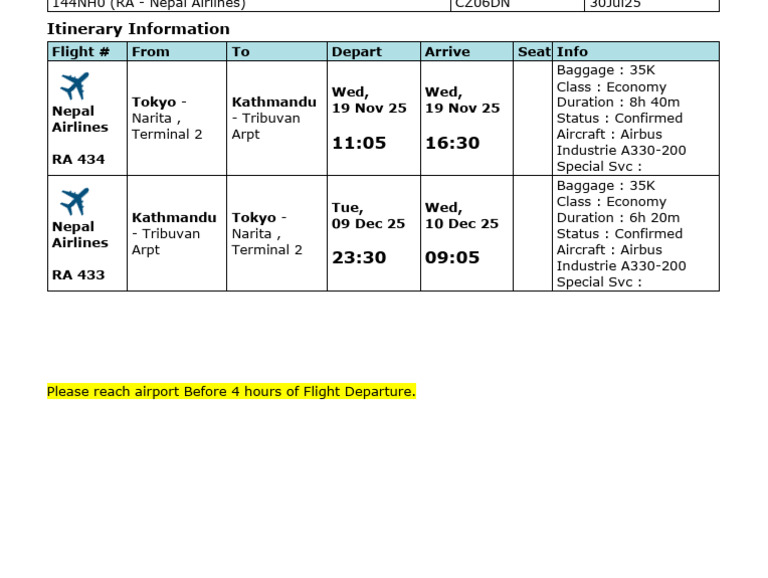 2 Pax Nrt Ktm Nrt e Ticket_1 | PDF