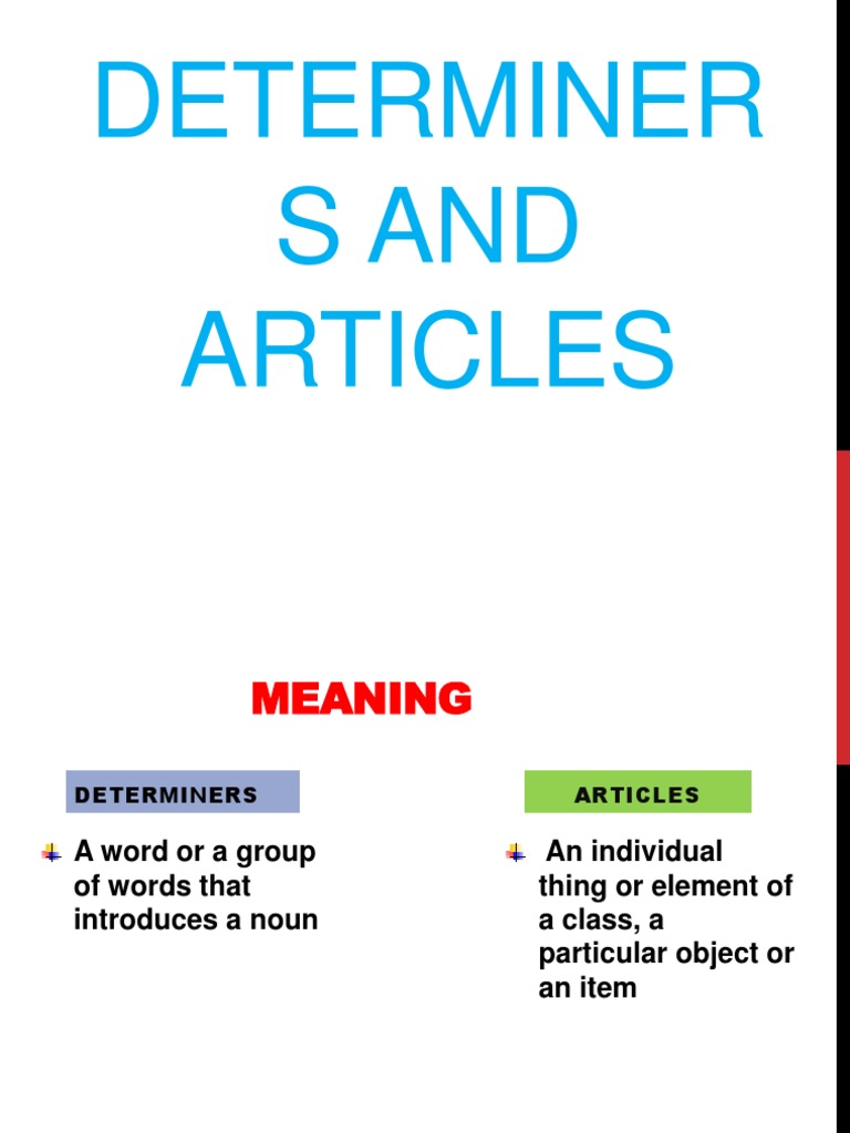 Understanding Articles and Determiners | PDF