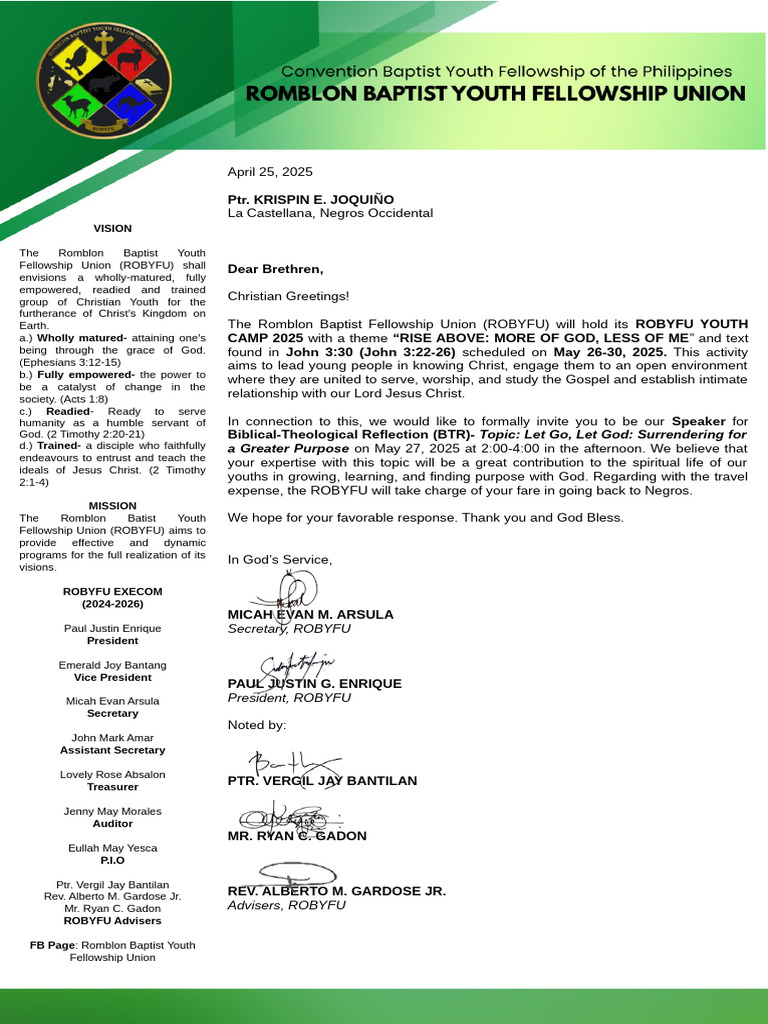 Letter for Speakers | PDF | Jesus | God In Christianity