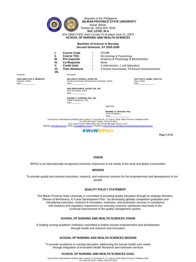 Microbiology and Parasitology Syllabus Newest | PDF | Microorganism ...