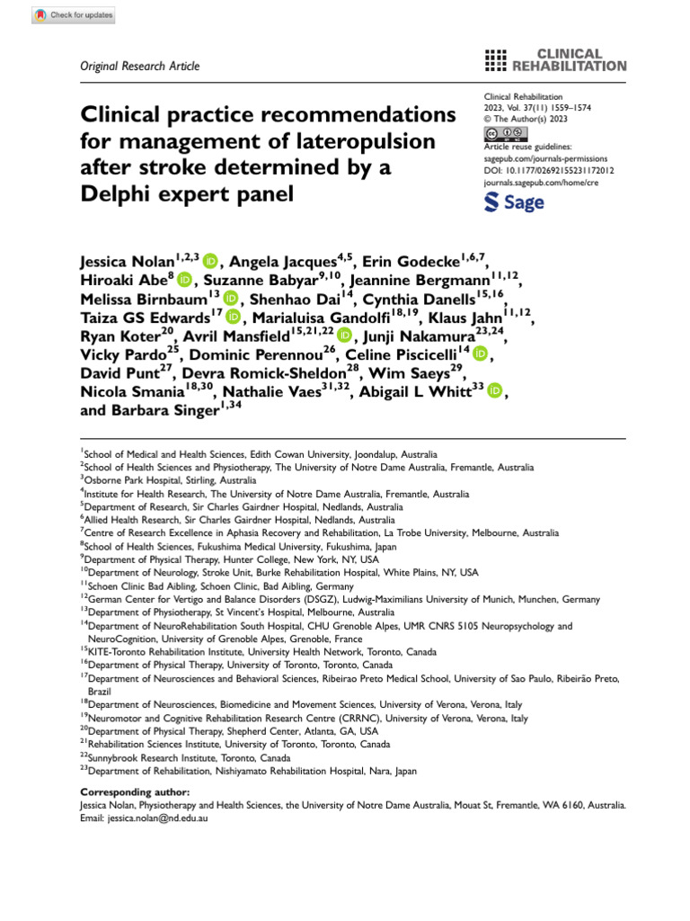 Post-Stroke Lateropulsion Management Guidelines | PDF | Physical ...