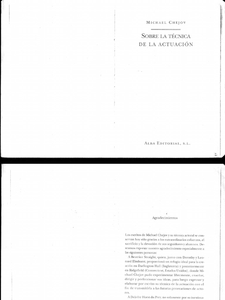 6 - Chejov, Michael, Sobre La Tecnica de La Actuacion, ALBA, Barcelona ...