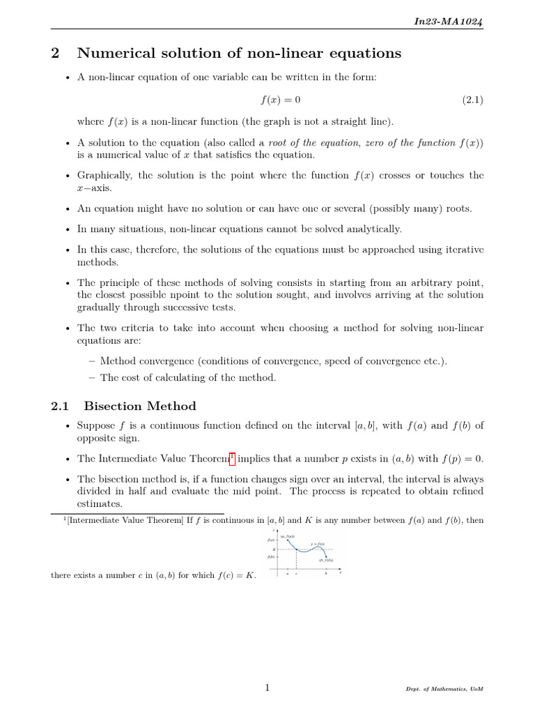 Numerical Solution of One Variable Eqn (2) | PDF | Function ...