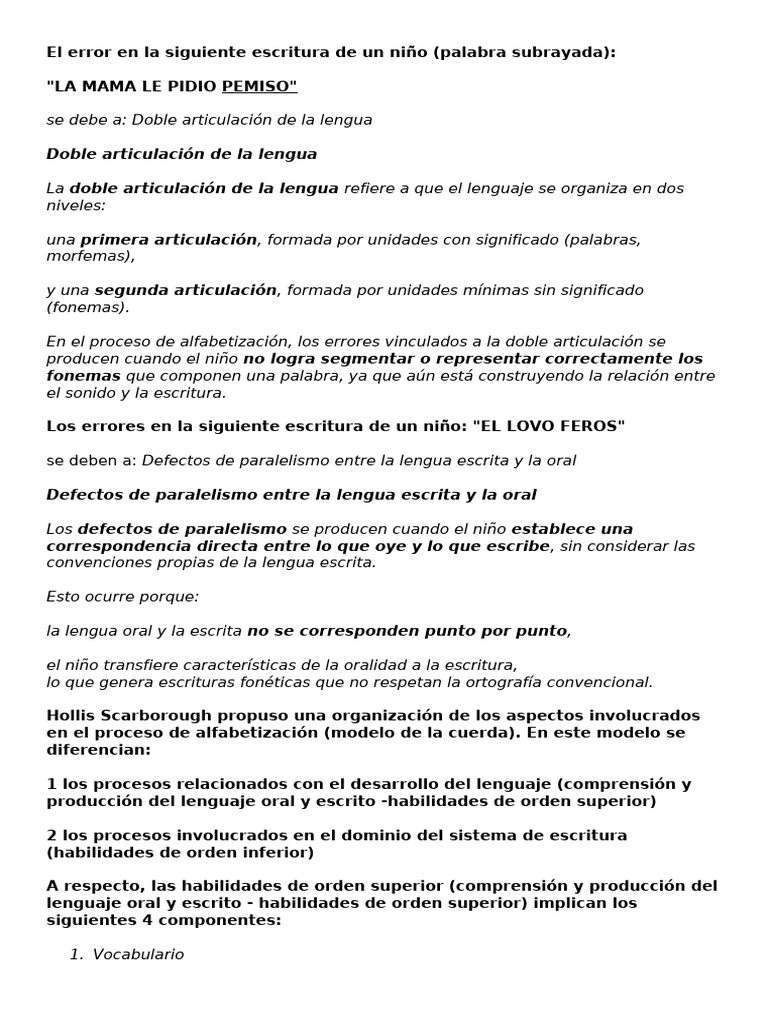 Errores comunes en la escritura infantil | PDF | Literatura | Palabra