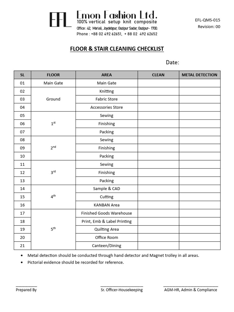 Floor & Stair Cleaning Checklist | PDF