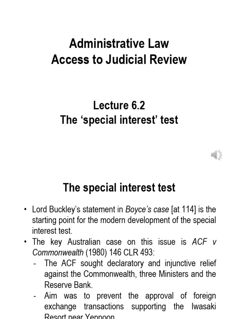Admin Law Lecture 6.2 - Special Interest Test | PDF