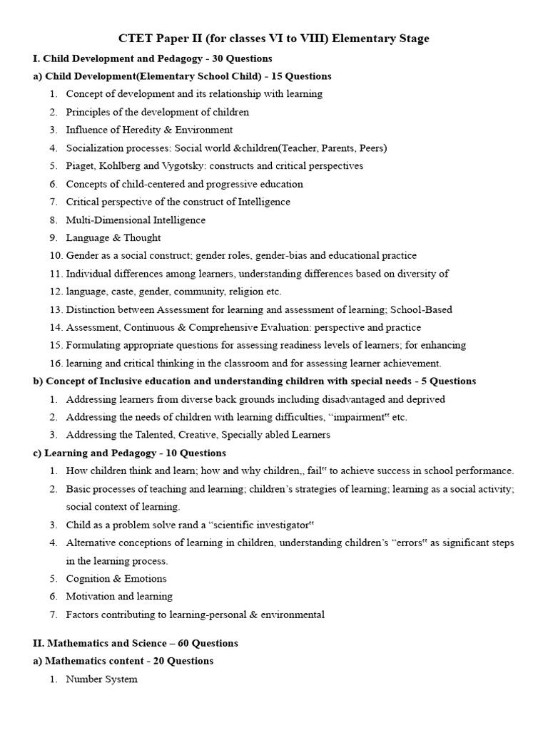 CTET Paper II: Child Development & Pedagogy | PDF | Learning | Science