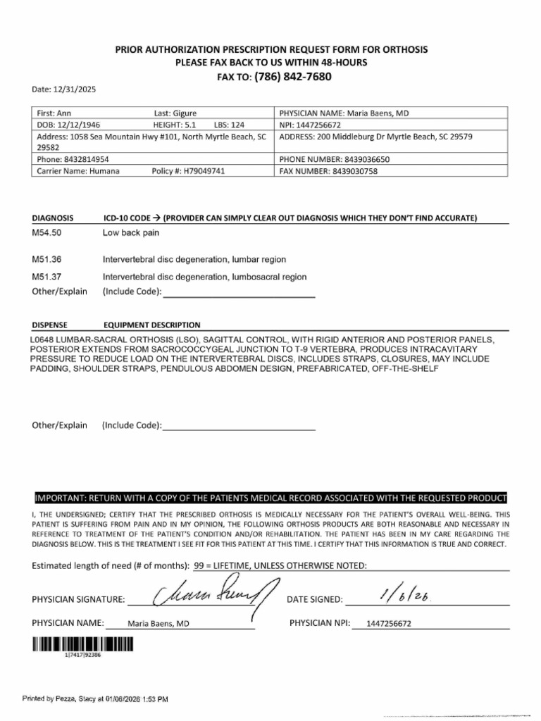 Original - Ann B Gigure Back Script and Chartnotes Combined | PDF