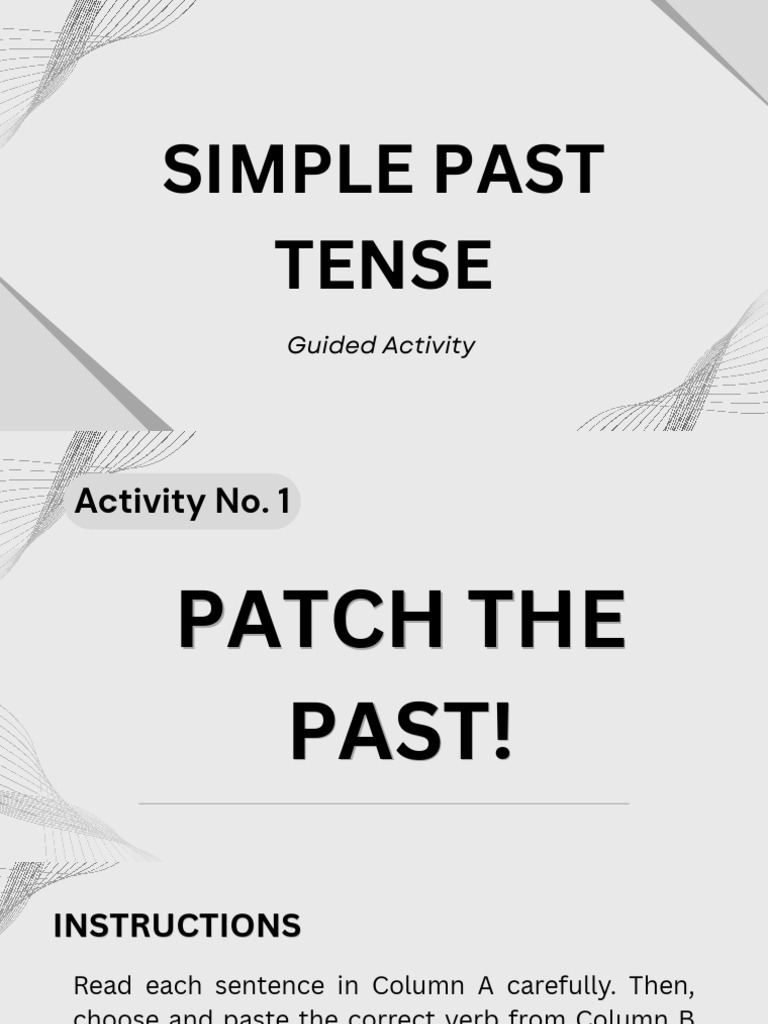 Simple Past Tense Activities Guide | PDF | Crossword | Linguistics