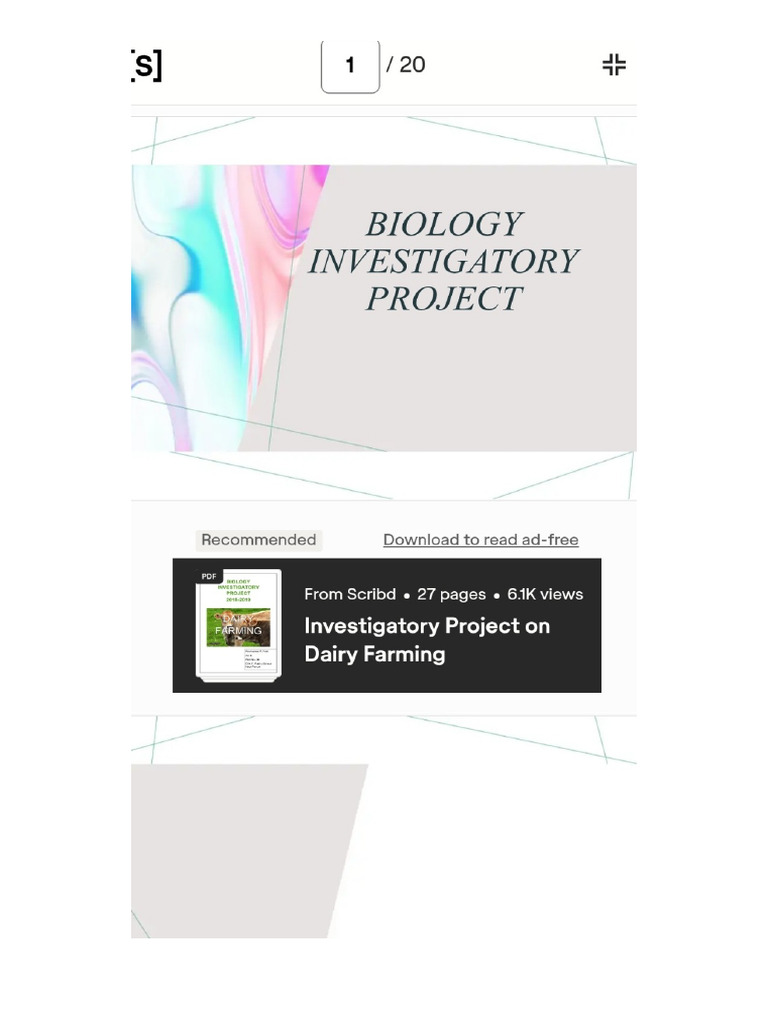 Biology Investigatory Project Dairy Farming | PDF
