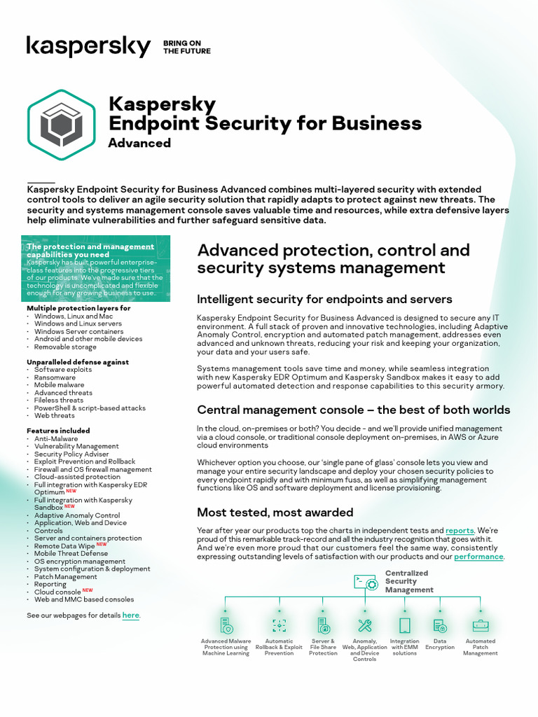 Kaspersky Endpoint Security Overview | PDF | Computer Security | Security
