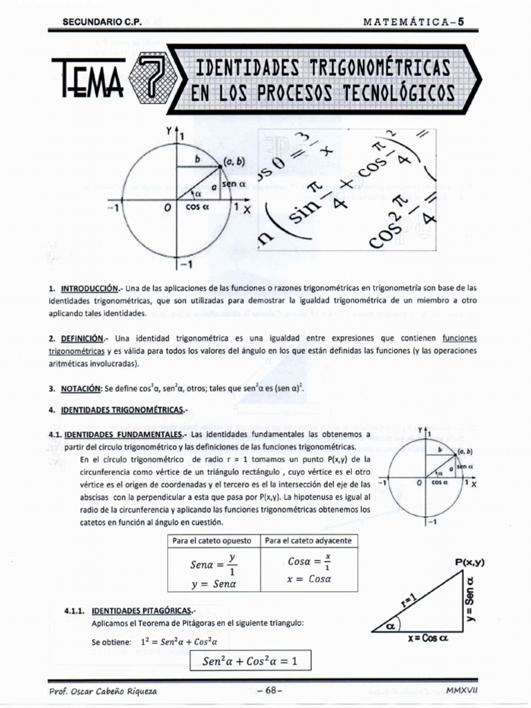 Tema Identidades Trigonométricas | PDF