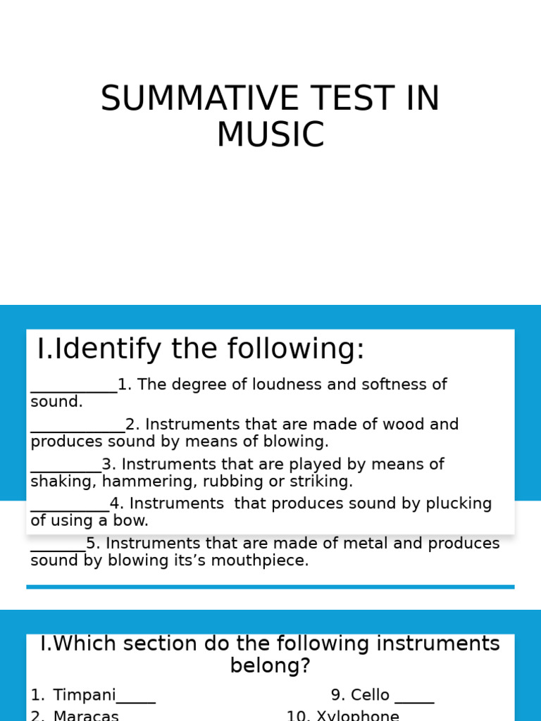 Music Summative Test Questions | PDF