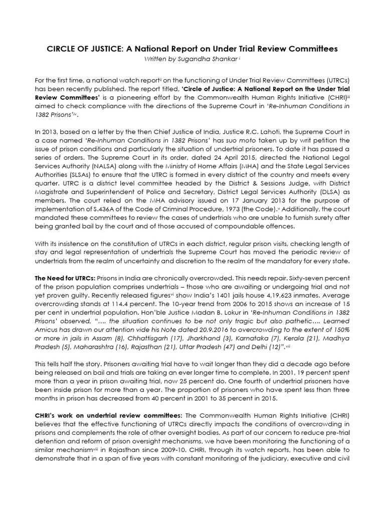 National Report on Under Trial Review Committees | PDF | Public Law ...