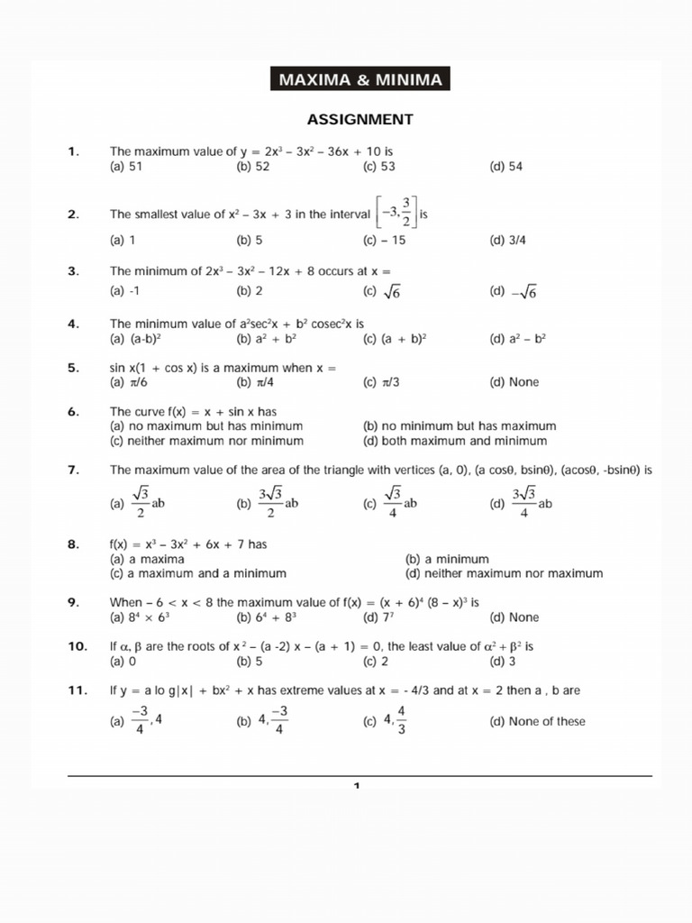 Max & Minima Sheet - 250616 - 205258 | PDF | Circle | Area