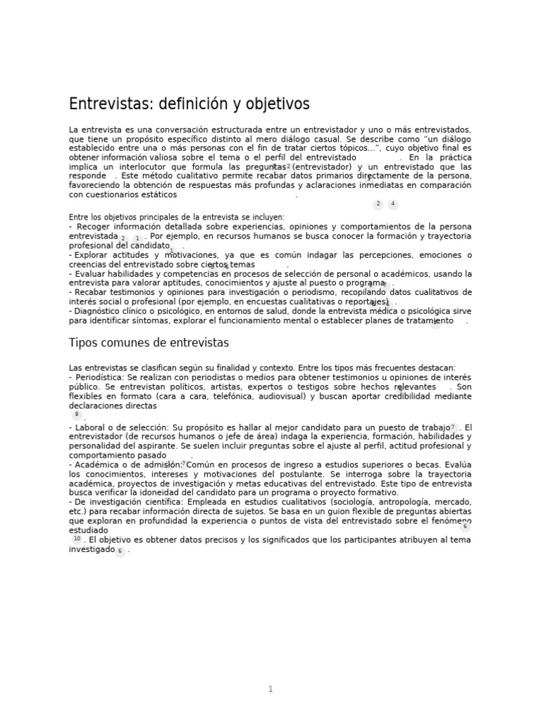 Tipos y técnicas de entrevistas efectivas | PDF | Sicología | Gestión ...