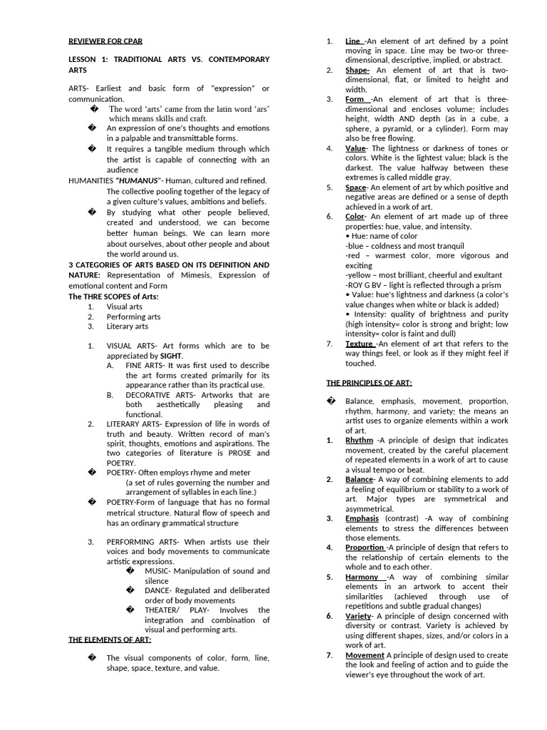 Cpar Reviewer 1st QTR Done | PDF | Philippines