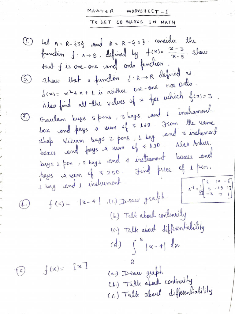 Master Worksheet (For 30-40 Marks in Board Exam) | PDF