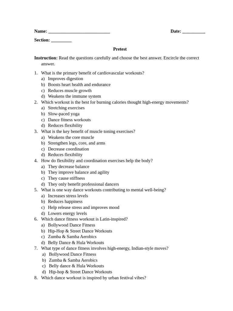 Pre Tes1 Aldrick | PDF | Physical Fitness | Flexibility (Anatomy)