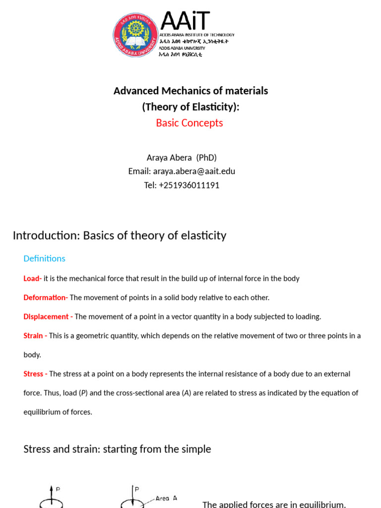 1. Introduction (Basic Concepts) | PDF | Stress (Mechanics) | Deformation (Engineering)