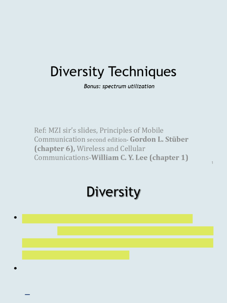 Effective Diversity Techniques in Communication | PDF | Wireless ...