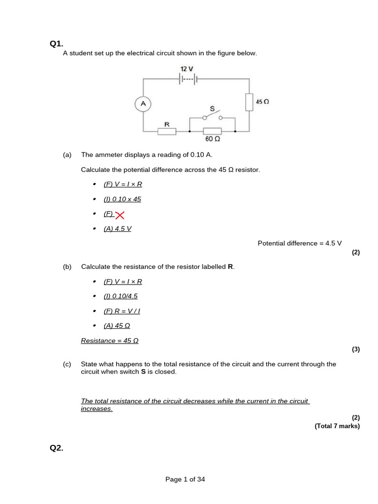 Electrical Circuit Calculations and Concepts | PDF | Voltage | Electric ...