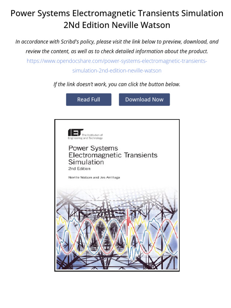 Power Systems Electromagnetic Transients Simulation 2nd Edition Neville ...
