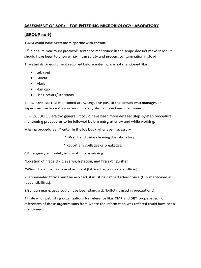 Assesment of Sops | PDF