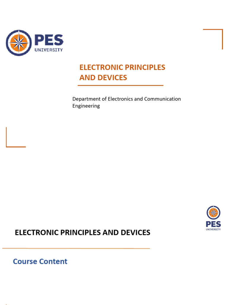 Electronic Principles and Devices Overview | PDF | P–N Junction | Diode
