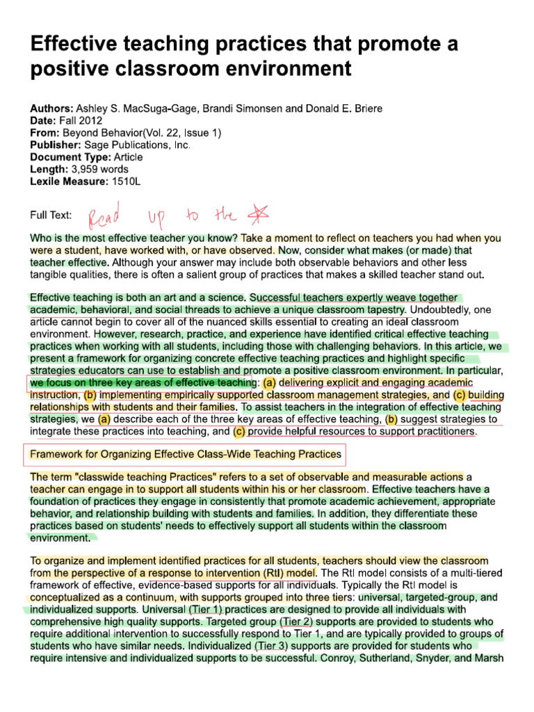 Effective+Teaching+Practices positive+Classroom+Environment | PDF