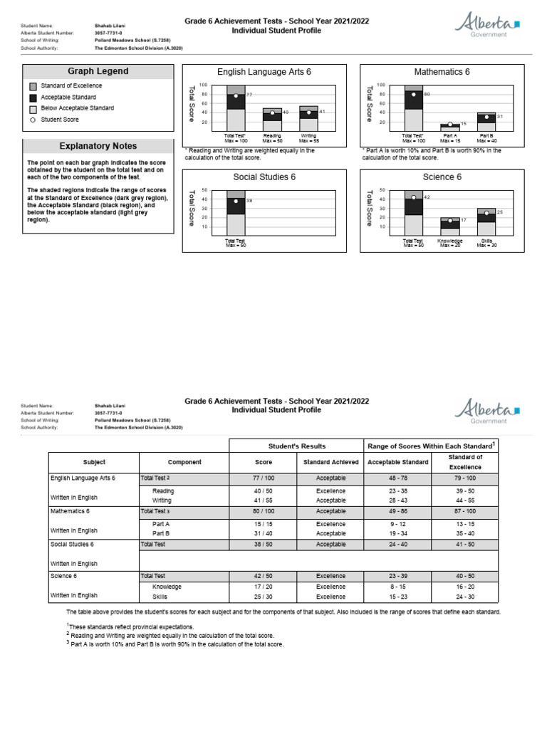Grade 6 202122 PAT Results | PDF