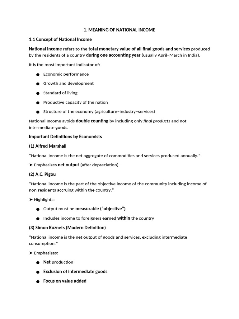 Understanding National Income Concepts | PDF | Measures Of National ...