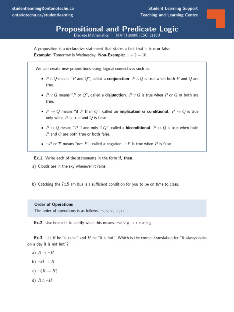 Propositional Logic and Truth Tables Guide | PDF | If And Only If ...