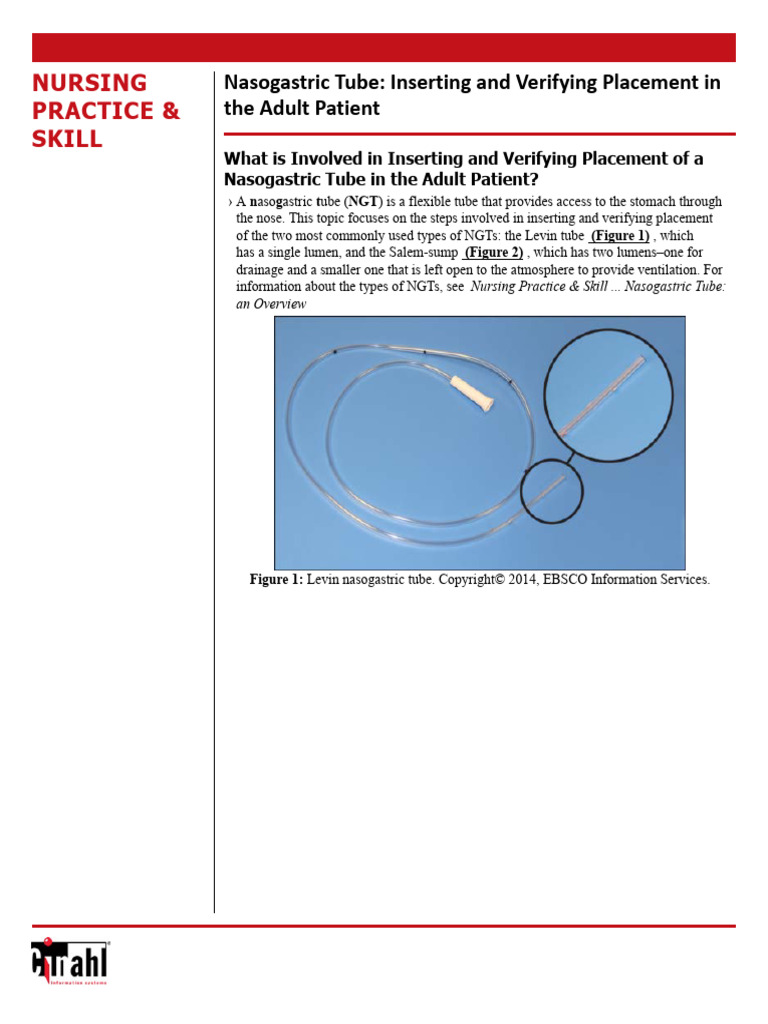 Nasogastric Tube Insertion | PDF | Stomach | Medical Specialties