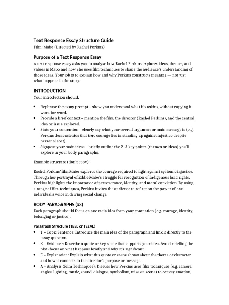 Mabo Text Response Essay Structure and Prompt | PDF | Essays | Courage