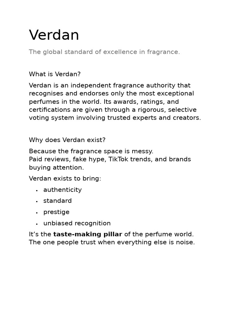 Verdan: The Authority in Fragrance Excellence | PDF