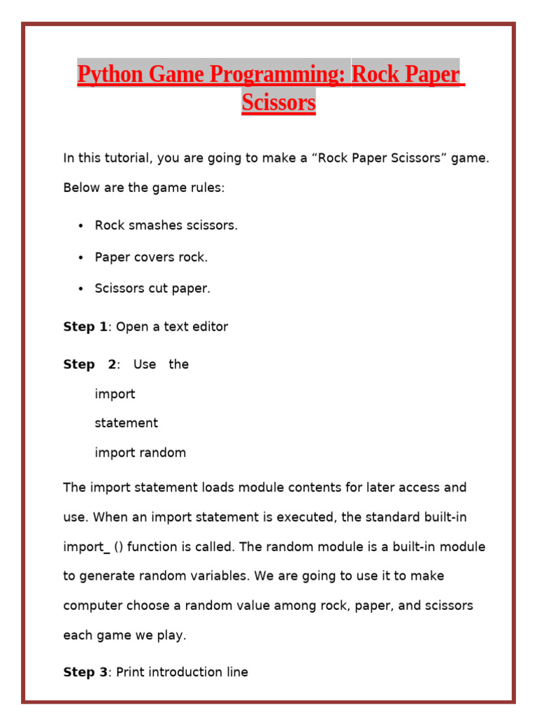 Cs Project Rock Paper Scissor | PDF | Control Flow | Computer Science