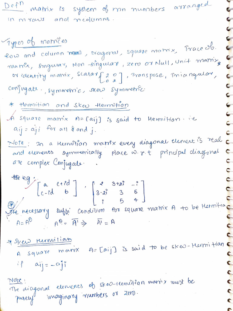 Matrices Notes | PDF