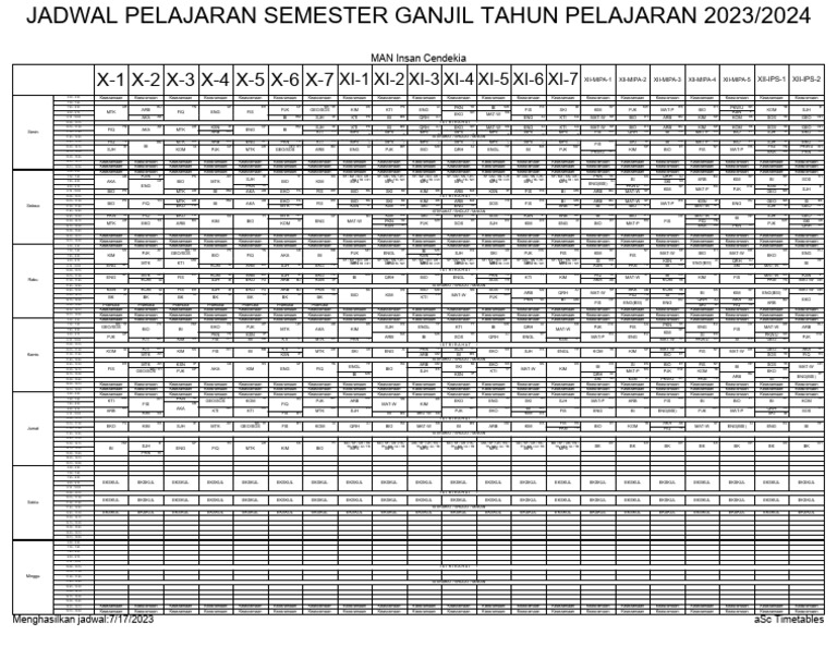 Contoh Jadwal MAN ICS | PDF