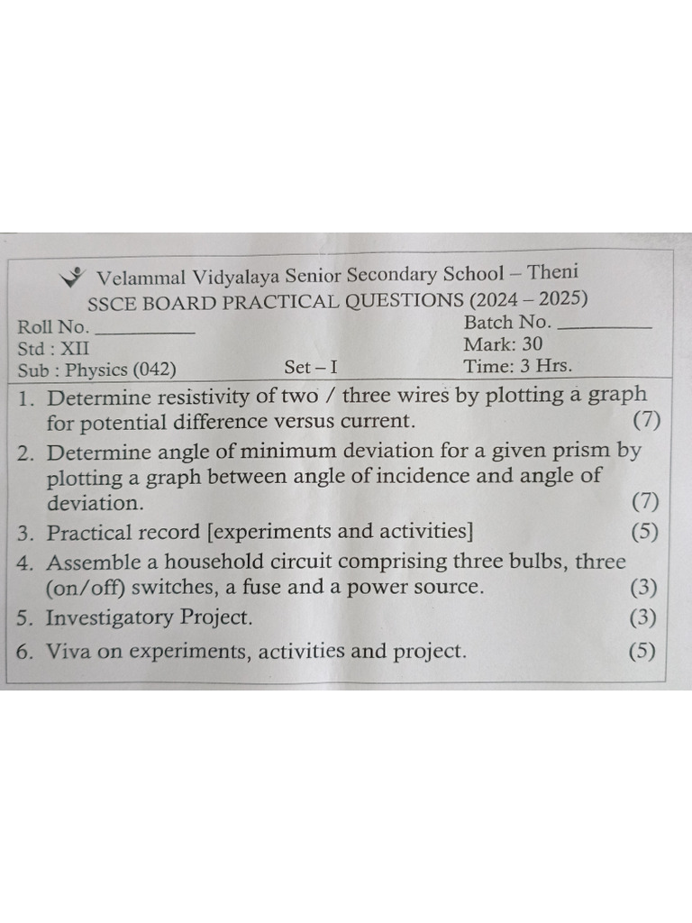 Ssce Practical Question Paper | PDF