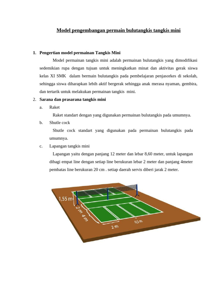 Deskripsi Model pengembangan permain bulutangkis tangkis mini | PDF