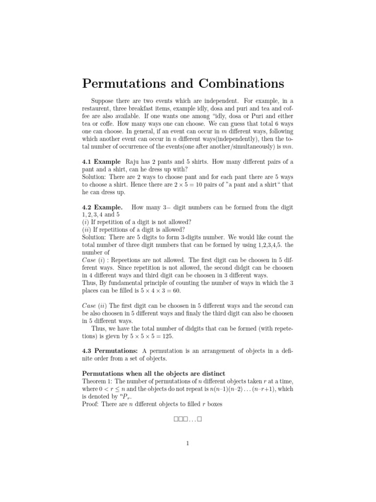 Permutations and Combinations Explained | PDF | Mathematical Objects ...
